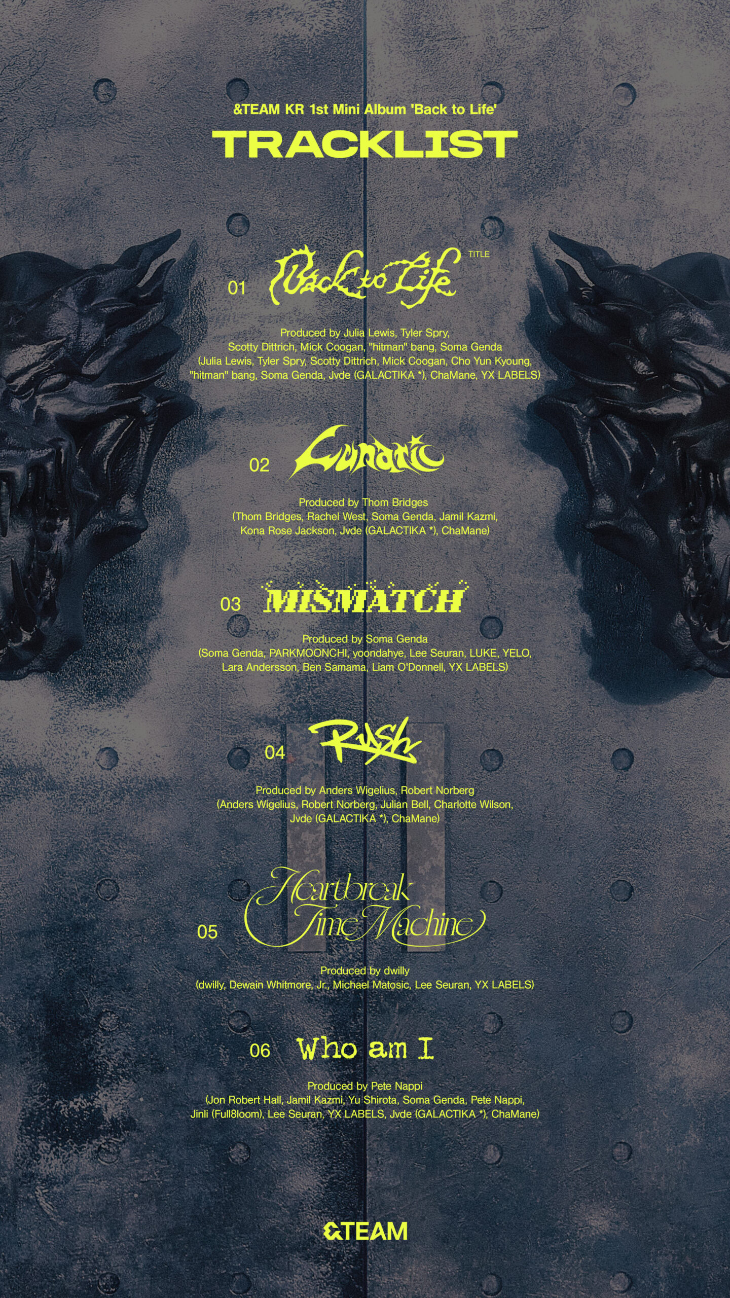 TEAM】日本発グローバルグループ&TEAM 10月28日(火)リリースの韓国デビュー作品 &TEAM KR 1st Mini Album ‘Back to Life’の Tracklistを ...